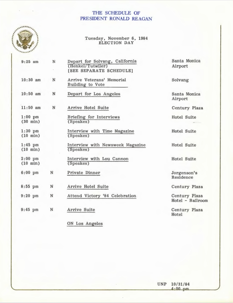 1984 Presidential Election: Textual Material | Ronald Reagan